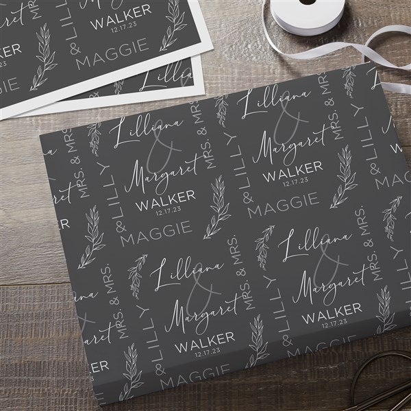 Elegant Couple Personalized Wedding Wrapping Paper Sheets - Set of 3