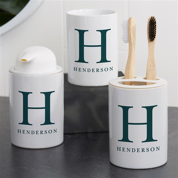 Personalized Ceramic Toothbrush Holder - Chic Monogram