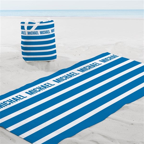 Classic Stripe Personalized Beach Bag