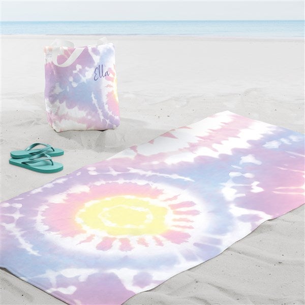 Pastel Tie Dye Personalized Beach Bag- Small