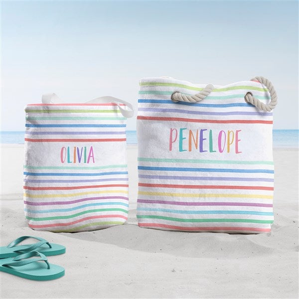 Watercolor Brights Personalized Beach Bag- Small