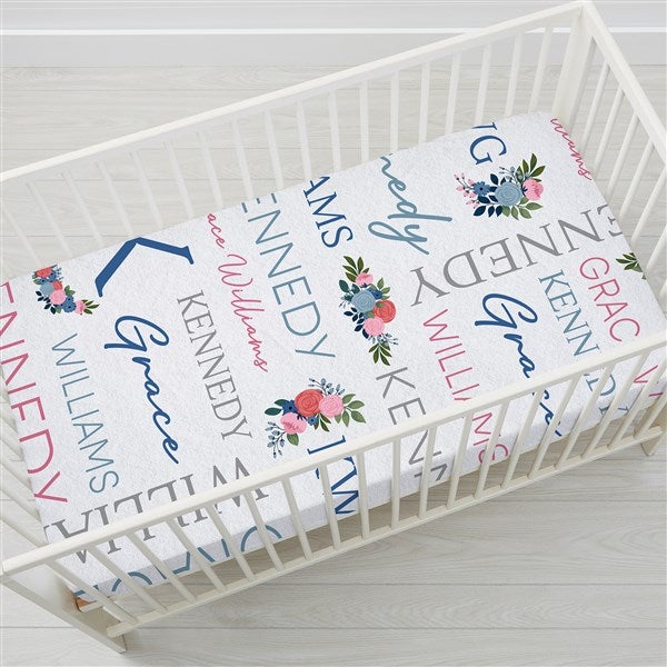 Blooming Baby Girl Personalized Crib Sheet