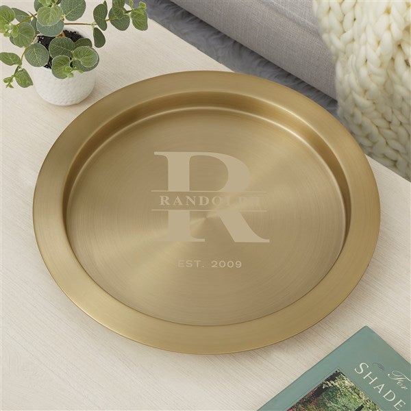 Lavish Last Name Personalized Round Gold Serving Tray