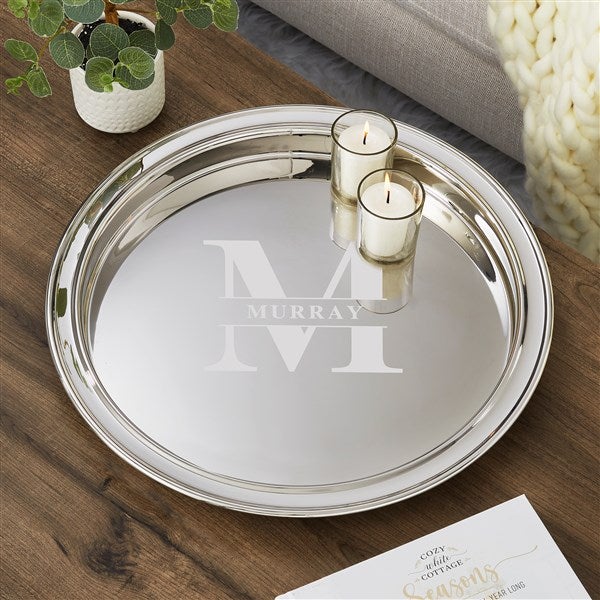 Lavish Last Name Personalized Round Silver Tray