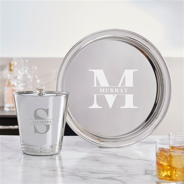 Lavish Last Name Personalized Silver Ice Bucket