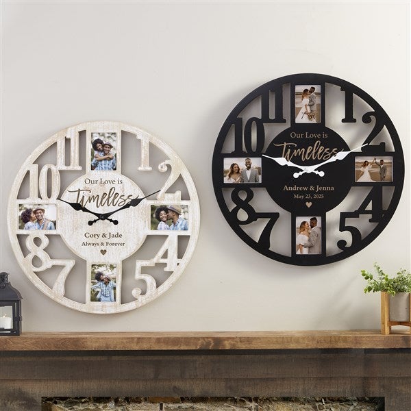 Our Love Is Timeless Personalized Picture Frame Wall Clock - Black