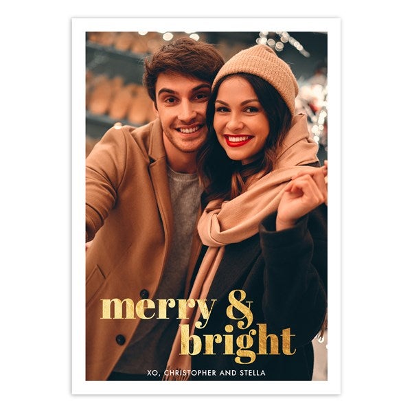 Merry & Bright Vertical Foil Photocard