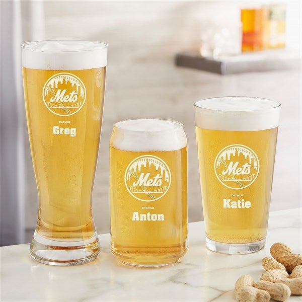 MLB New York Mets Personalized 16 oz. Beer Can Glass