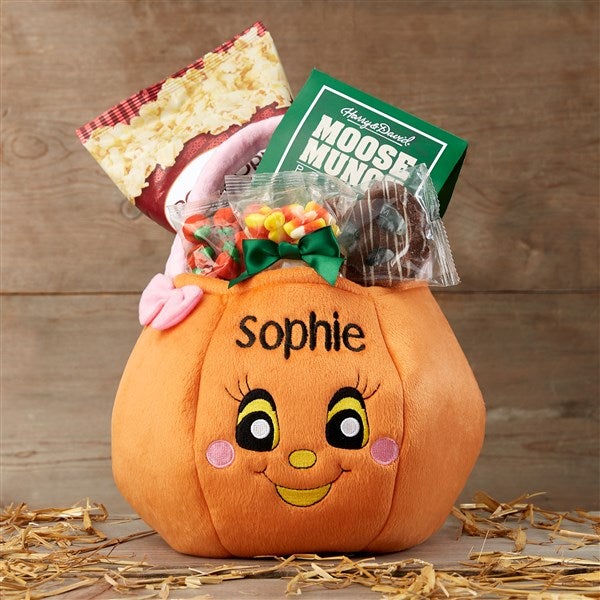 Pumpkin Pals Embroidered Plush Halloween & Treat Gift Set