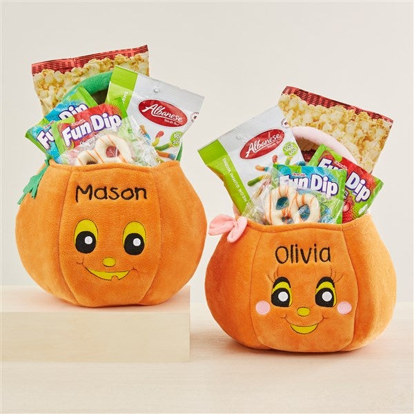 Pumpkin Pals Embroidered Plush Halloween & Treat Gift Set