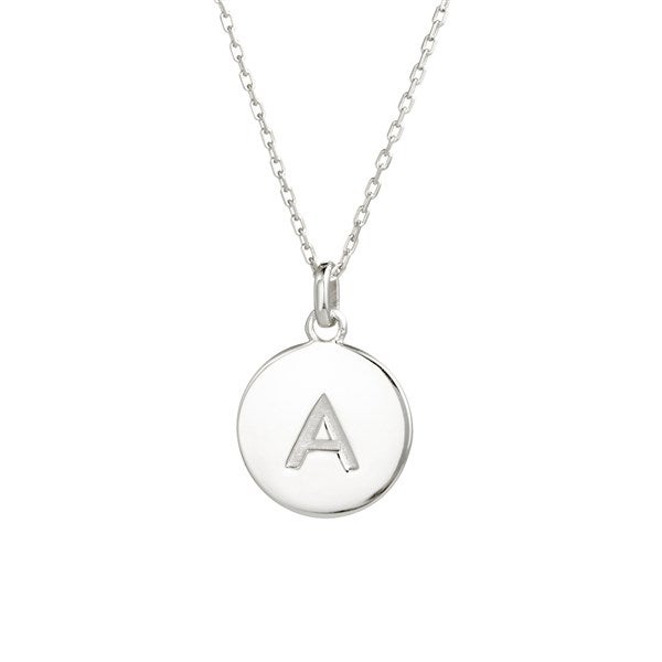 Engraved Silver Initial Disc Necklace 1 Disc