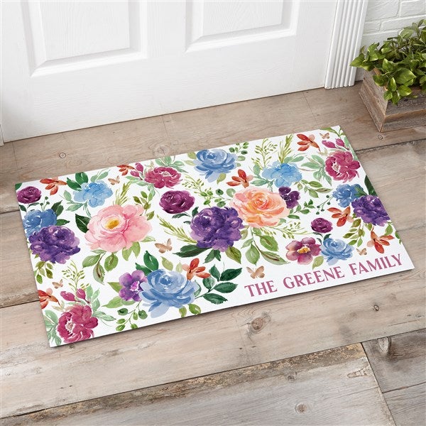 Blooming Blossoms Personalized Doormat- 20x35