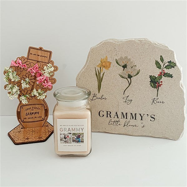 Picked For Mommy Personalized Wood Flower Holder - Natural Alderwood