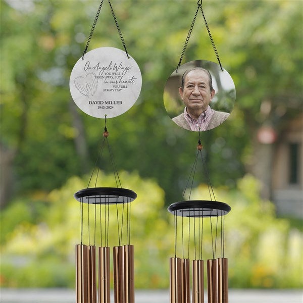On Angel's Wings Personalized Photo Wind Chimes