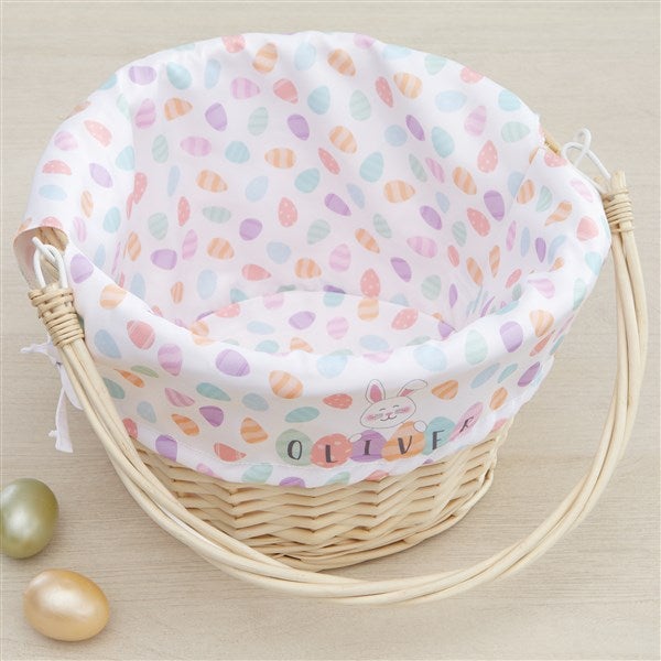 Happy Easter Eggs Personalized Easter Basket with Folding Handle