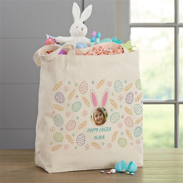 Hoppy Easter Personalized 14" x 10" Canvas Tote Bag