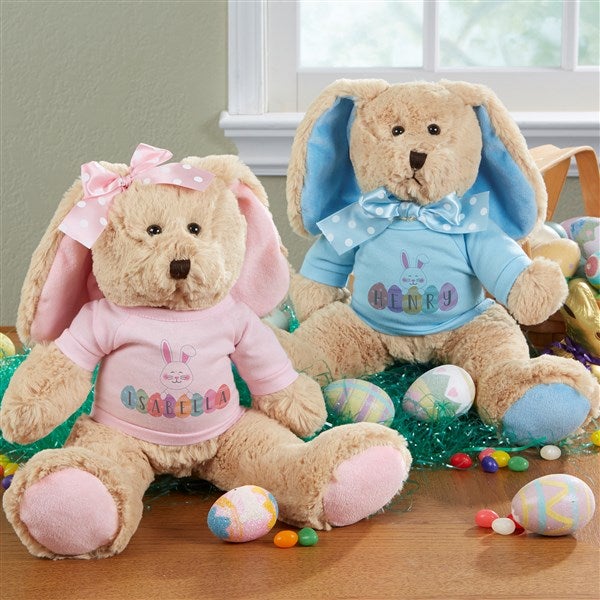 Happy Easter Eggs Personalized Plush Bunny