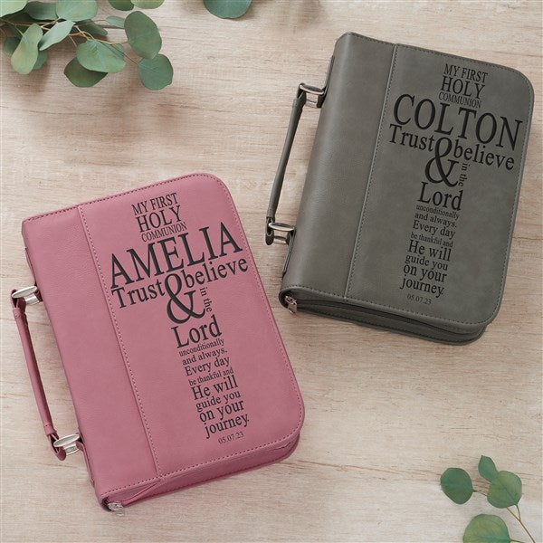 First Communion Personalized Bible Cover-Pink