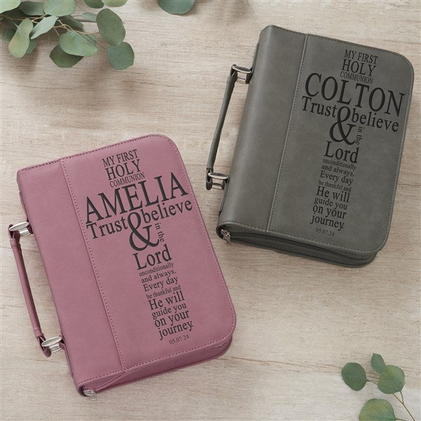 First Communion Personalized Bible Cover-Pink