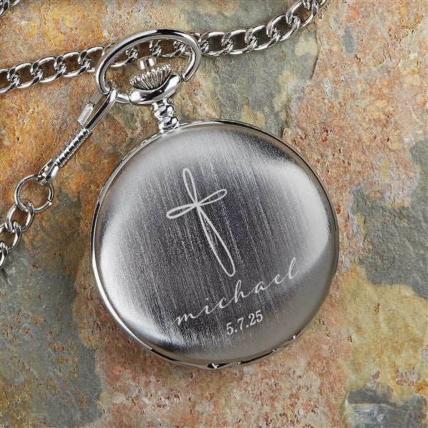 Holy Name Engraved First Communion Silver Pocket Watch