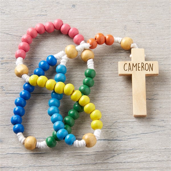 Personalized Multicolored Wooden Rosary - My First Rosary