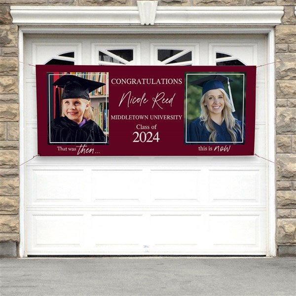 Then & Now Graduate Personalized Photo Banner - 30x72