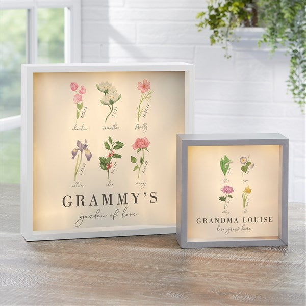 Personalized LED Light Shadow Box - Birth Month Flower