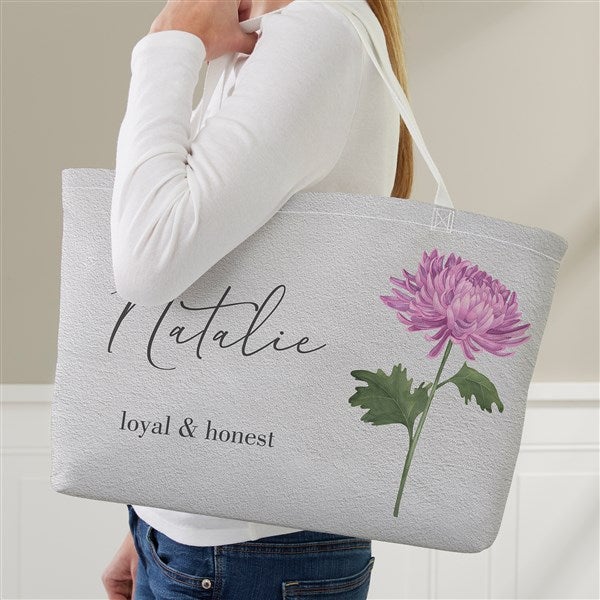 Birth Month Flower Personalized Tote Bag
