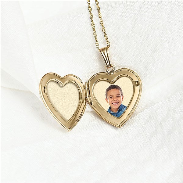 Engraved Photo Heart Locket - Gold