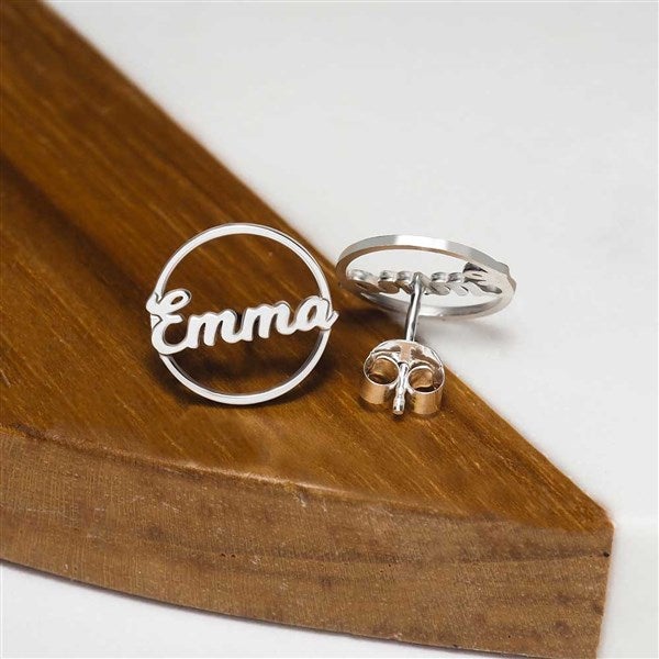 Personalized Circle Script Name Earrings