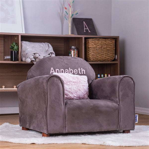 Kid's Personalized Upholstered Chair - Charcoal