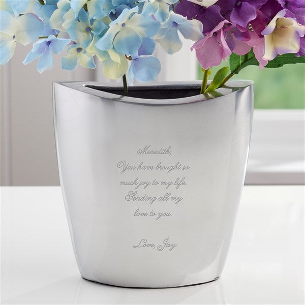 Engraved Message Aluminum Flower Vase