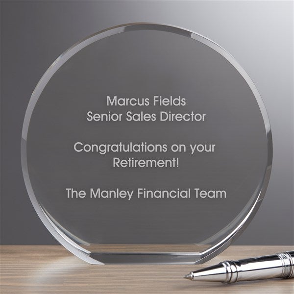 Engraved Message 4" Round Crystal Award