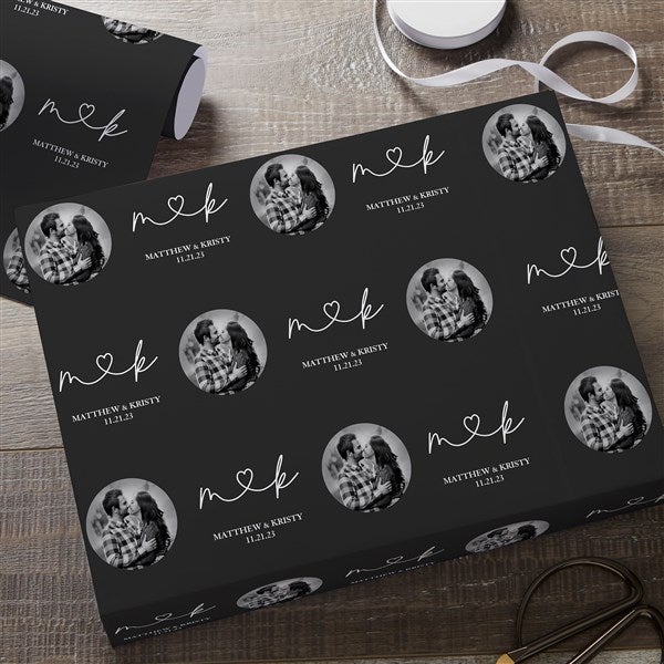 Drawn Together By Love Personalized Photo Wrapping Paper Roll - 6ft Roll
