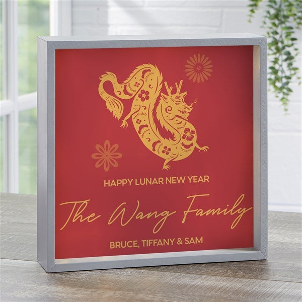 Lunar New Year Personalized LED Light Shadow Box - Large