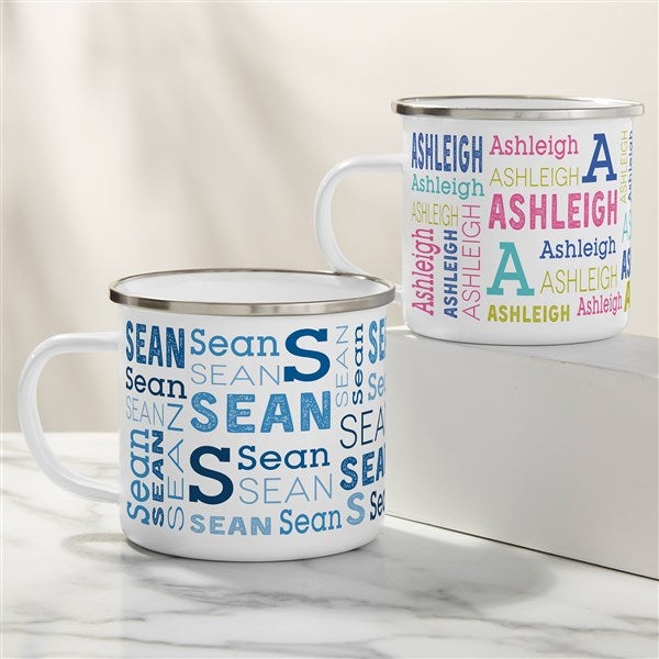 Repeating Name Personalized Enamel Mug