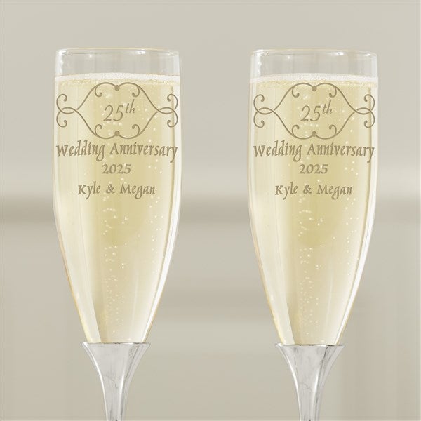 Anniversary Toast Personalized Silver Flute Set