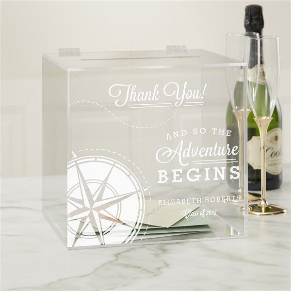 Personalized Acrylic Card Box - Graduation Compass