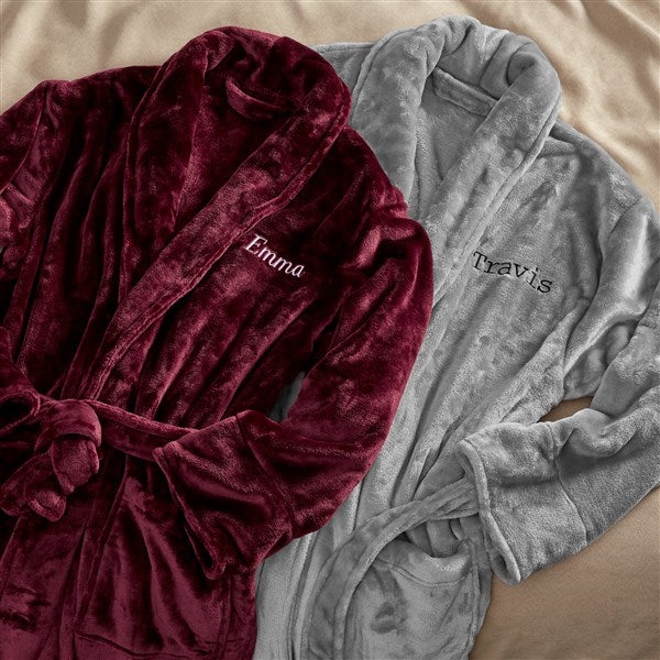 Couples Classic Comfort Embroidered Luxury Fleece Robes