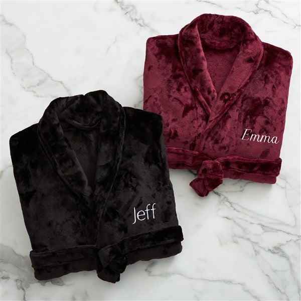 Couples Classic Comfort Embroidered Luxury Fleece Robes