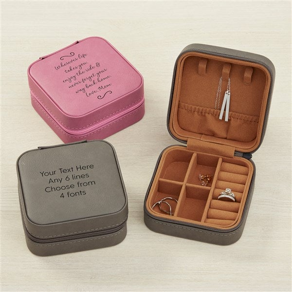 Personalized Leatherette Jewelry Case - Write Your Own Message