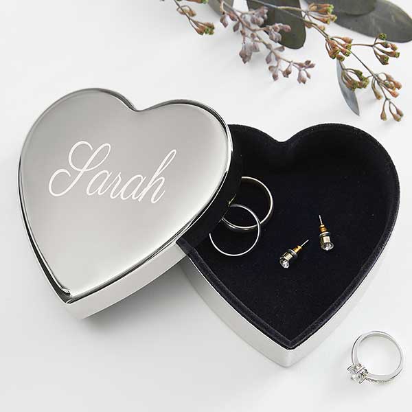 Personalized Silver Heart Keepsake Box - Classic Celebrations