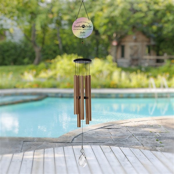 Rainbow Bridge Pet Memorial Personalized Photo Wind Chime