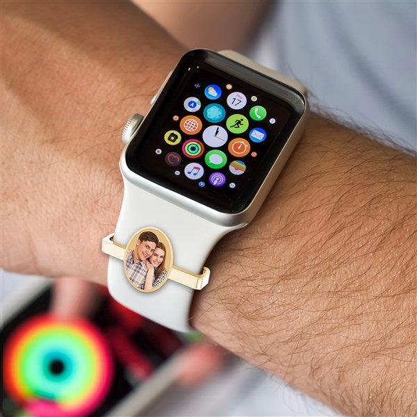 Personalized Smart Watch Photo Oval Charm- Gold