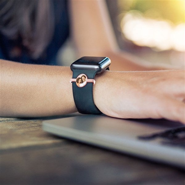 Personalized Smart Watch Photo Oval Charm- Rose Gold