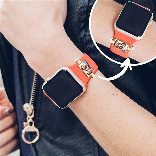 Personalized Smart Watch Photo Rectangle Charm- Gold