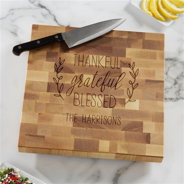 Thankful Grateful Blessed Butcher Block Cutting Board