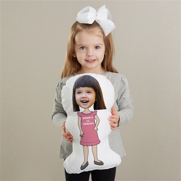 Girl Personalized Photo Character Throw Pillow