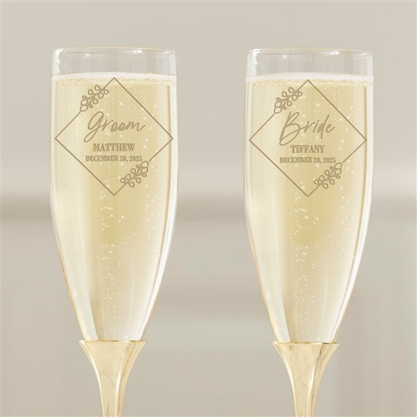 Botanical Wedding Personalized Gold Classic Flute Set