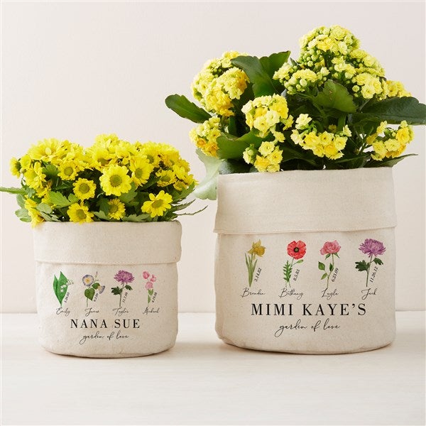 Personalized Canvas Flower Planter - Birth Month Flower - 7x7